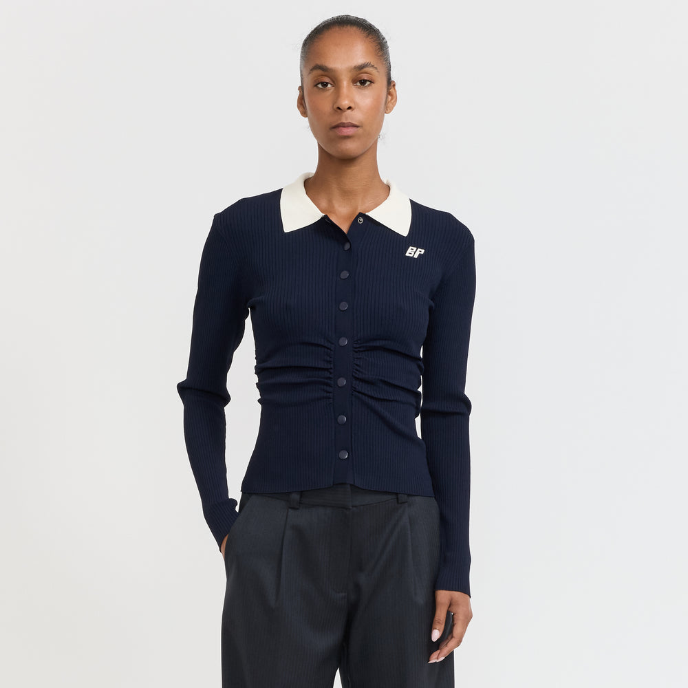 Cianna Polo Cardigan Baritone Blue | Maplestore