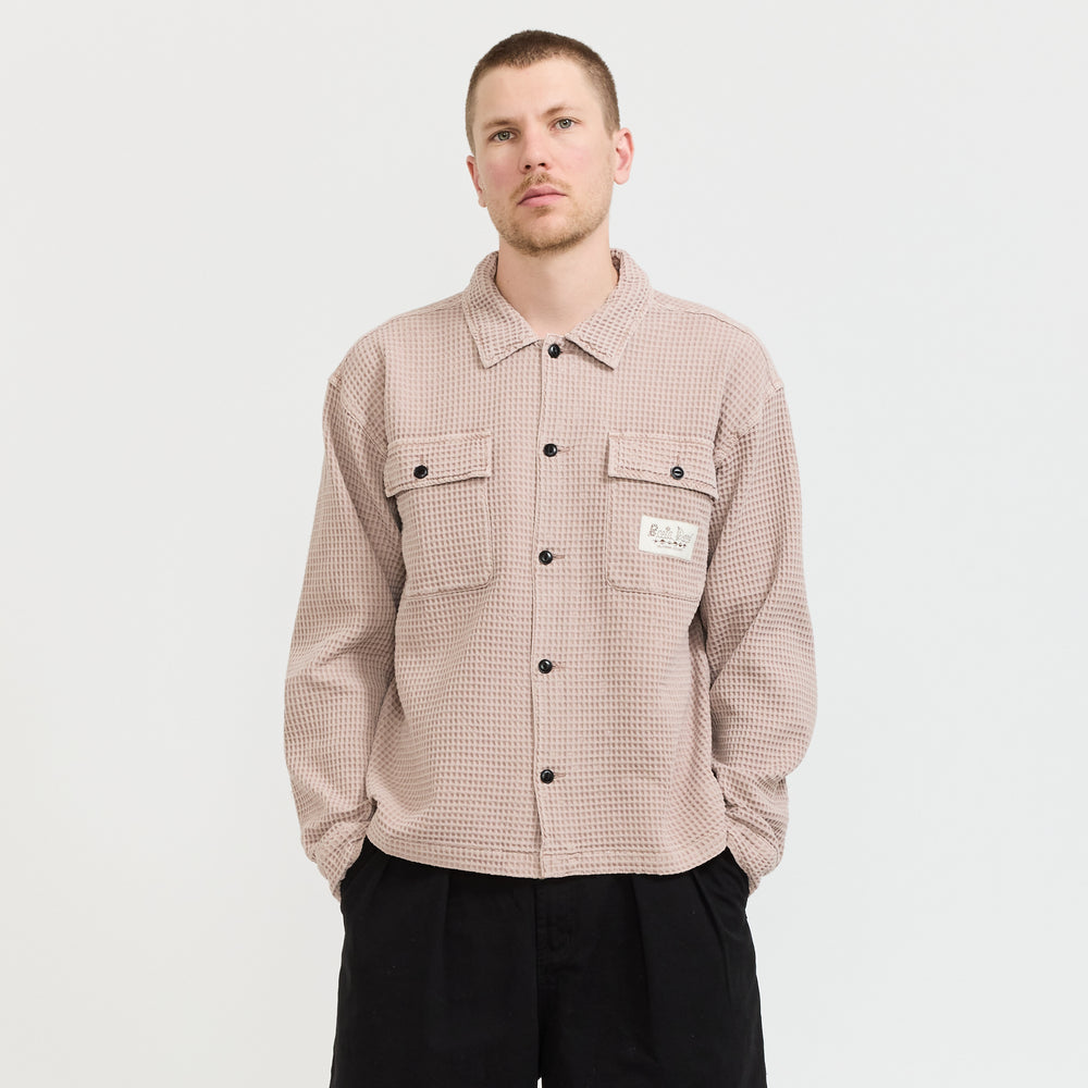 Brain Dead Waffle Button Front Shirt Sand | Maplestore