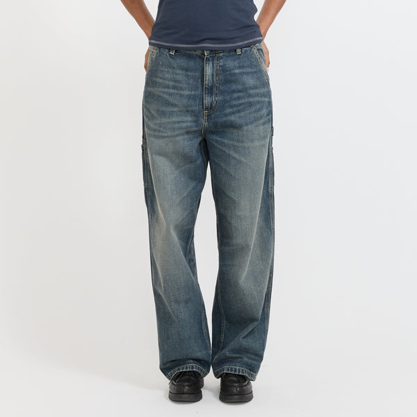 Women's Brandon Single Knee Pant Blue Worn Used Wash | Maplestore