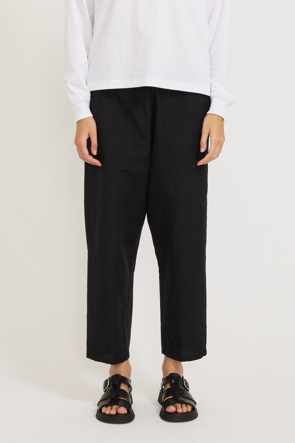 Danton Womens Easy Pants Cotton/Linen Weather Cloth Black | Maplestore