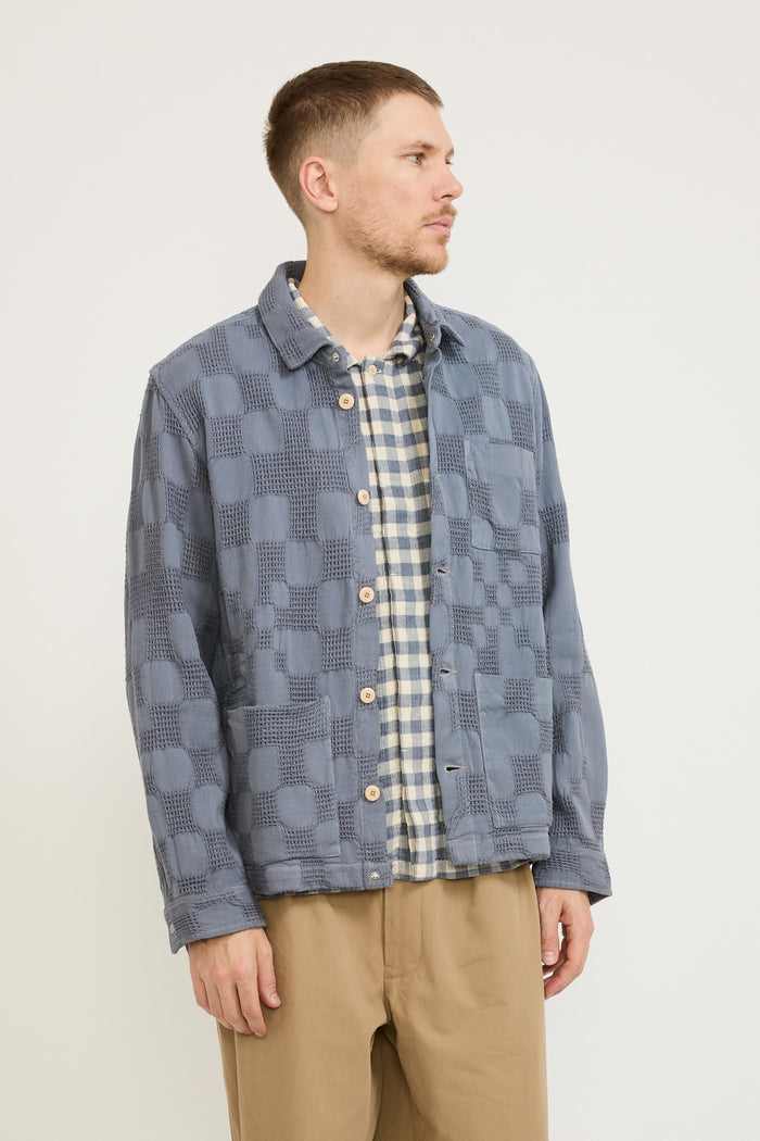 Folk Assembly Jacket Soft Blue Waffle Check | Maplestore