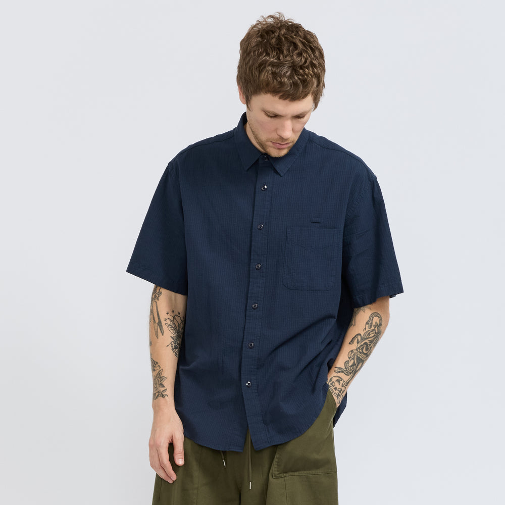 OG Dobby Weave Seersucker Half Shirt Navy | Maplestore