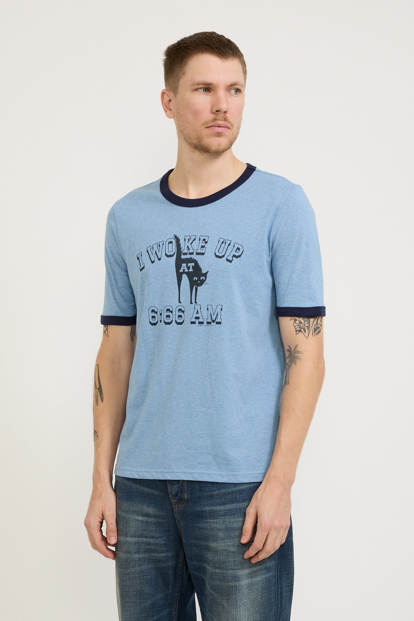 Nudie Jeans Co. Ricky 6-66 Ringer T-Shirt Bluemelange | Maplestore